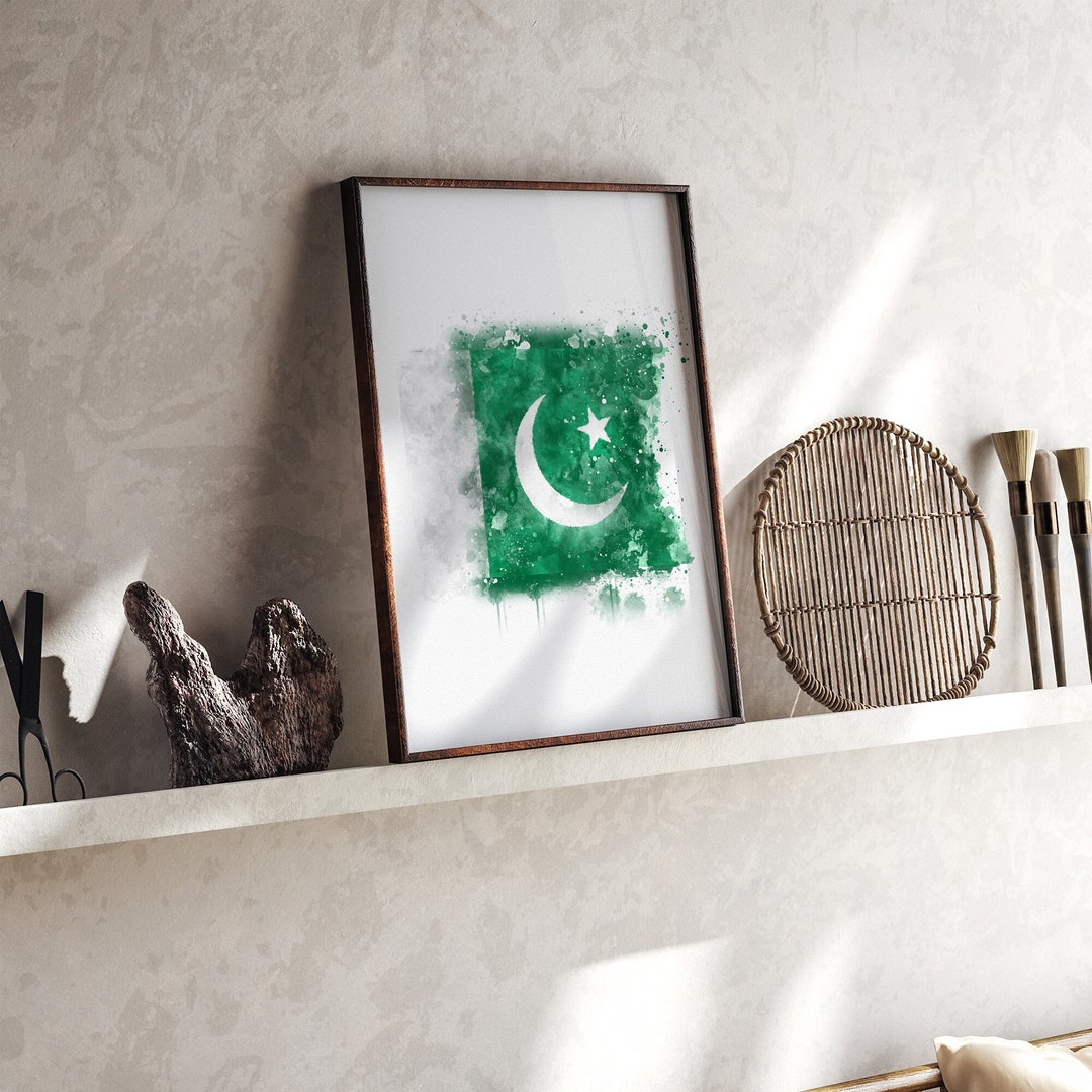 Pakistan Watercolor Flag Wall Art Print | Pakistan Travel Poster - Etsy