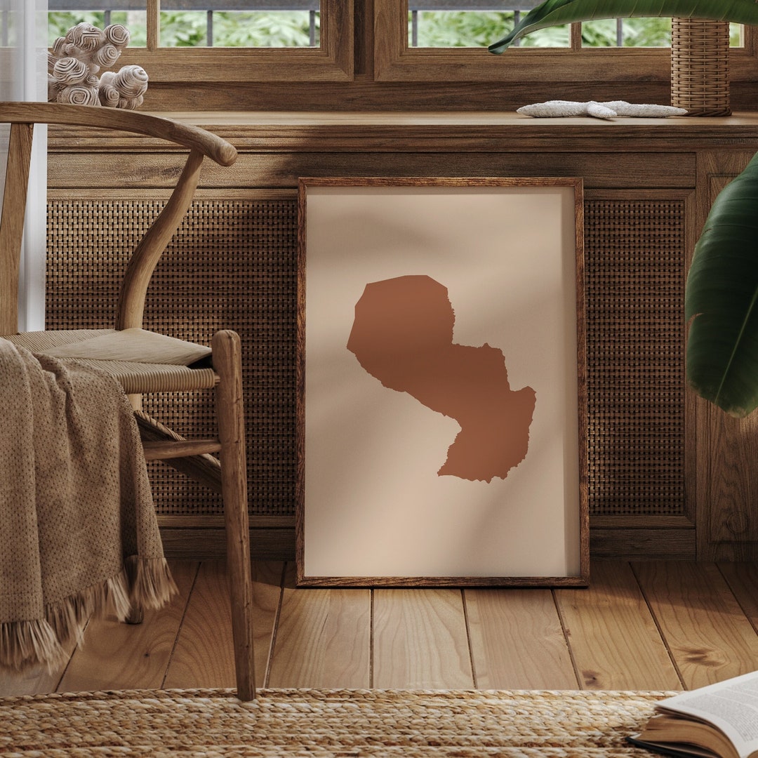 Paraguay Map Boho Wall Art Print Mid Century Travel Poster - Etsy