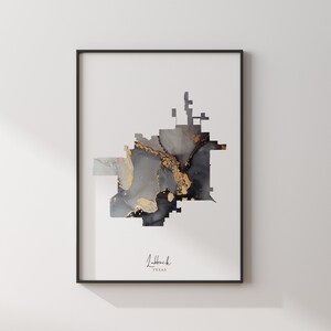 Lubbock Map Black & Gold Wall Art Print | Texas | USA | United States ...