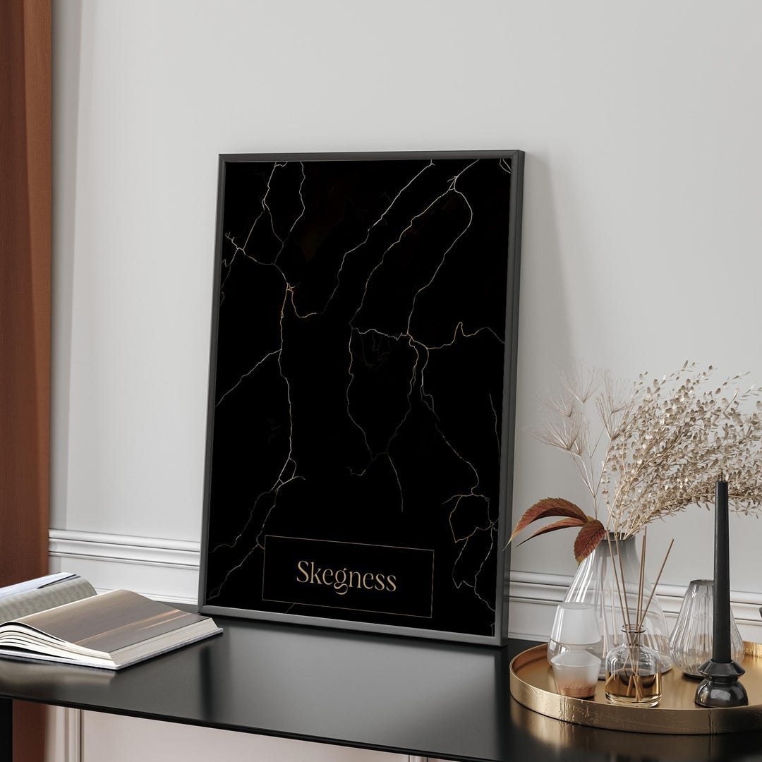 Skegness, Lincolnshire Map | Black & Gold Detailed Map Print | United ...