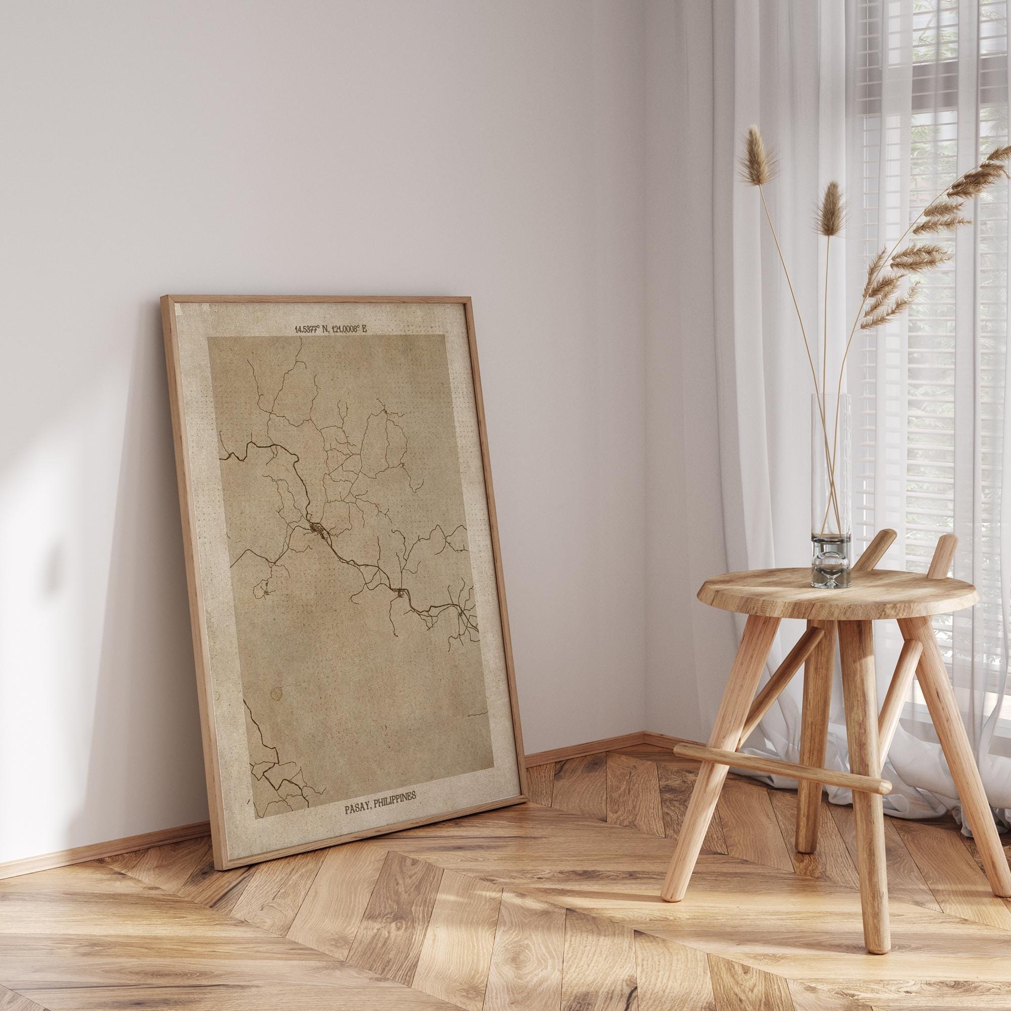 Pasay, Metro Manila Map | Vintage Beige Detailed Map Print ...