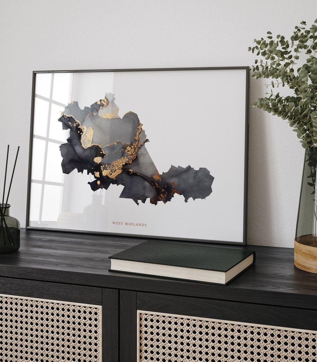 West Midlands Map Black & Gold Wall Art Print | England | United ...