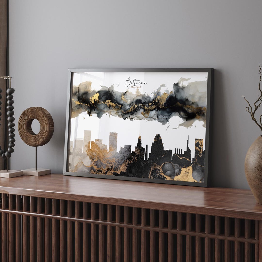 Baltimore Skyline Black & Gold Wall Art Print |USA | United State - Etsy