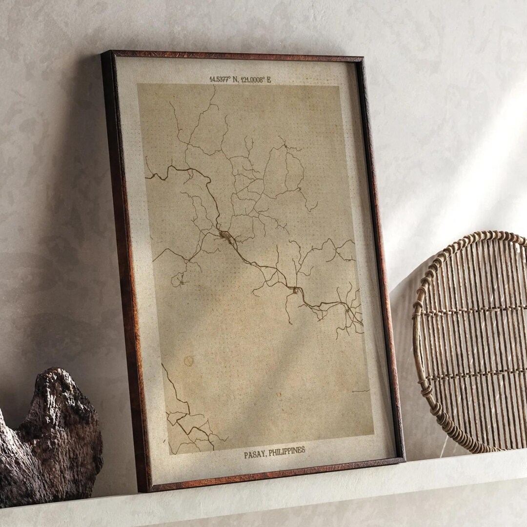 Pasay, Metro Manila Map | Vintage Beige Detailed Map Print ...