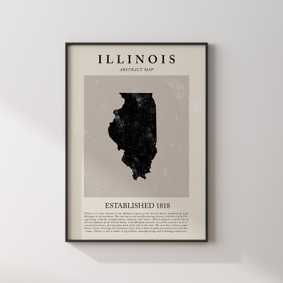 Abstract Illinois Map Vintage Wall Art Print US State | United States ...