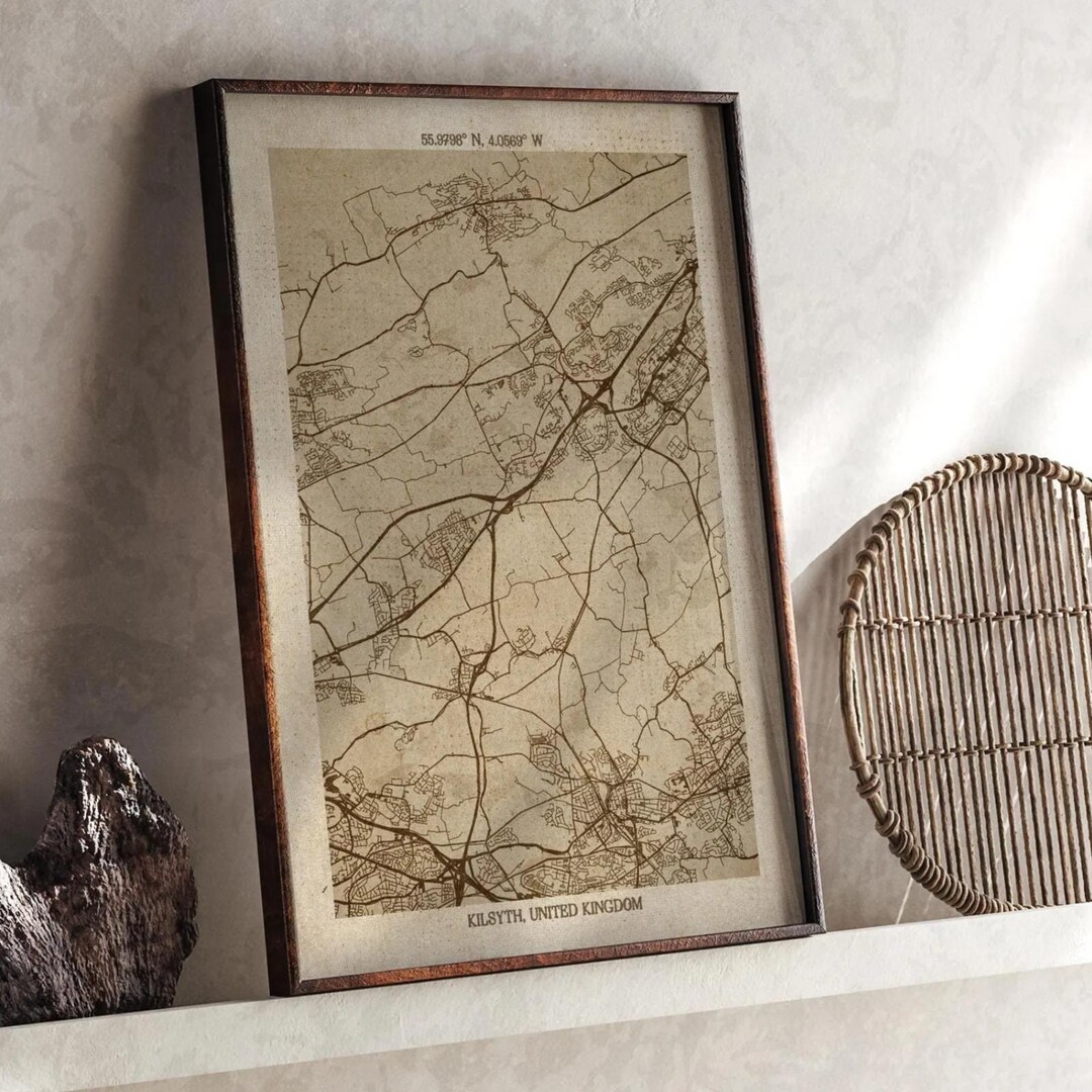 Kilsyth, Scotland Map | Vintage Beige Detailed Map Print | United ...