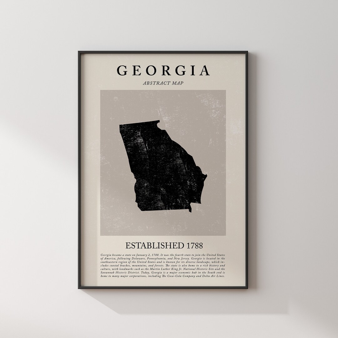 Abstract Georgia Map Vintage Wall Art Print US State | United States of ...