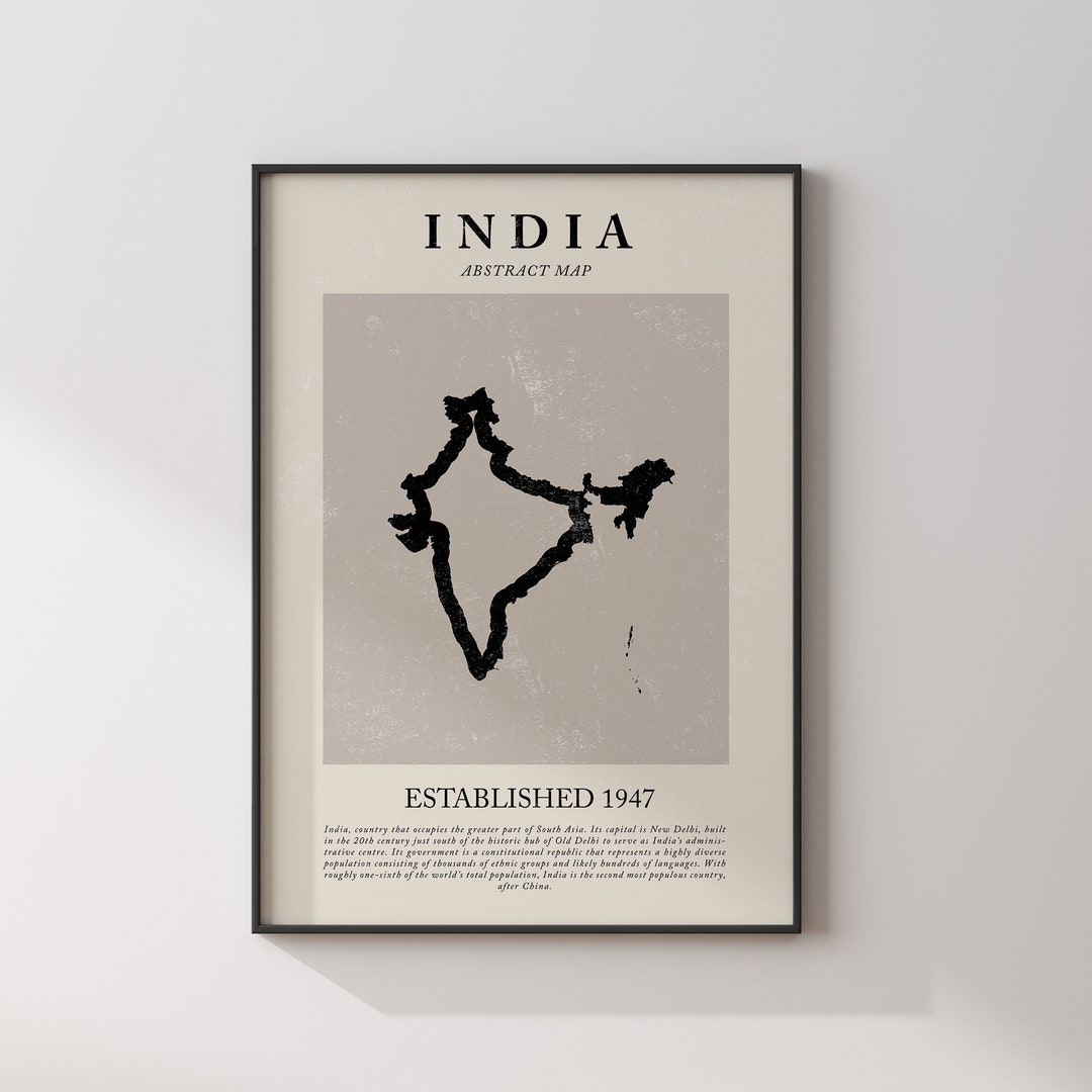 India Map Vintage Abstract Wall Art Print Picasso + Matisse Inspired ...