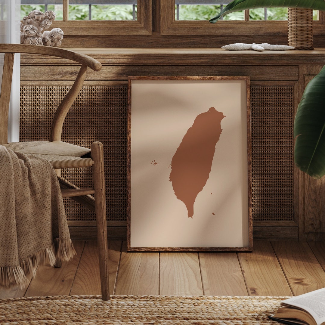 Taiwan Map Boho Wall Art Print Mid Century Travel Poster - Etsy
