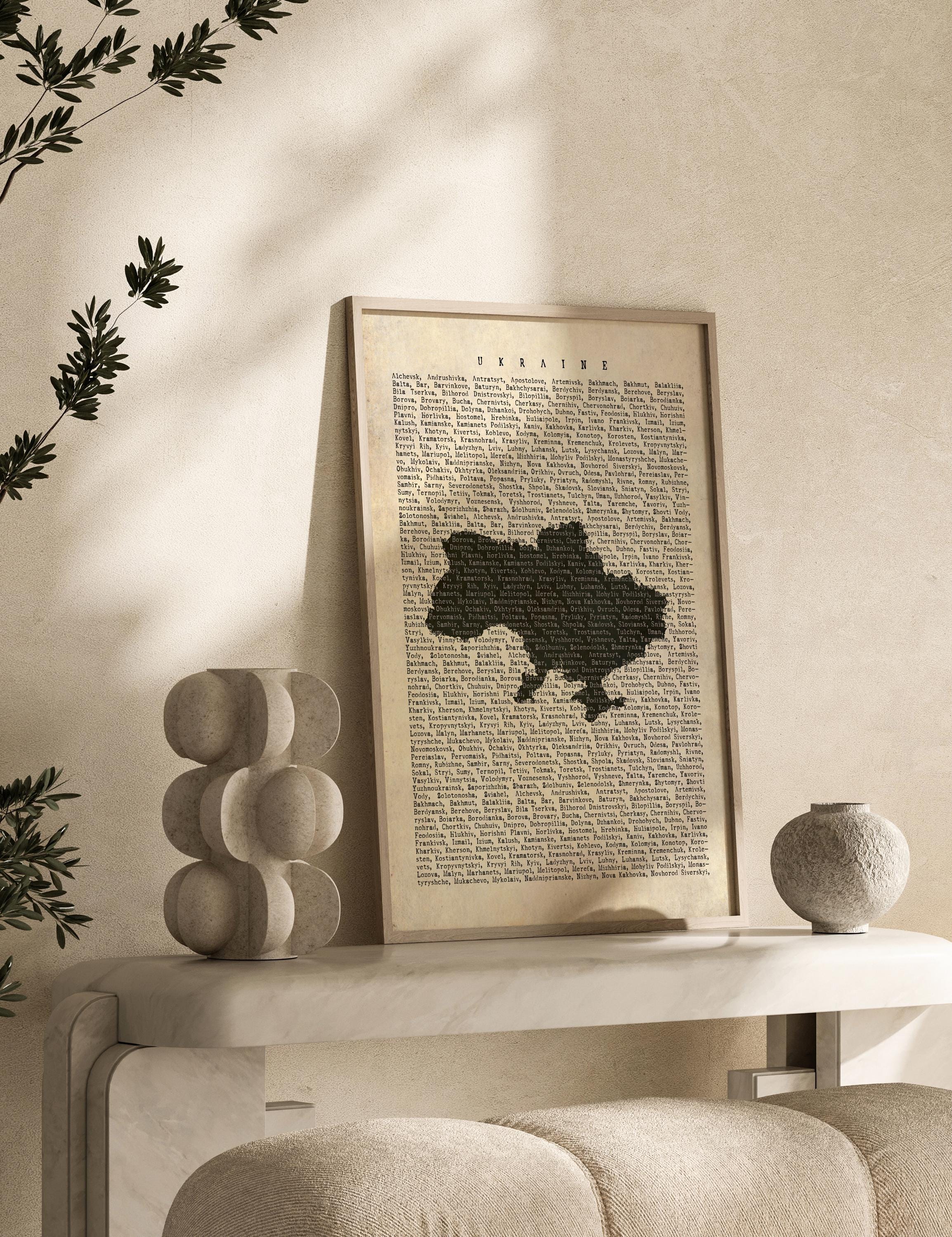 Ukraine Map | Vintage Beige Typography Map With City Names | Ukraine ...