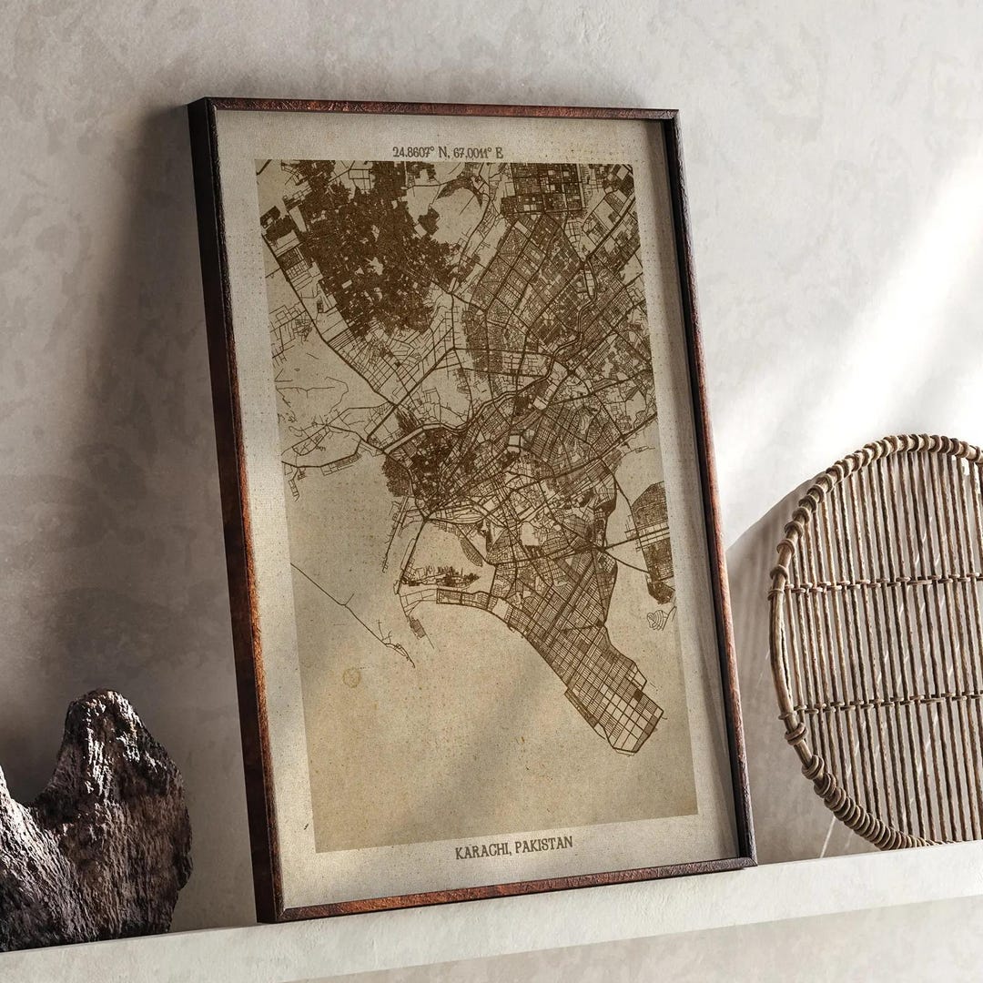 Karachi, Sindh Map | Vintage Beige Detailed Map Print | Pakistan ...