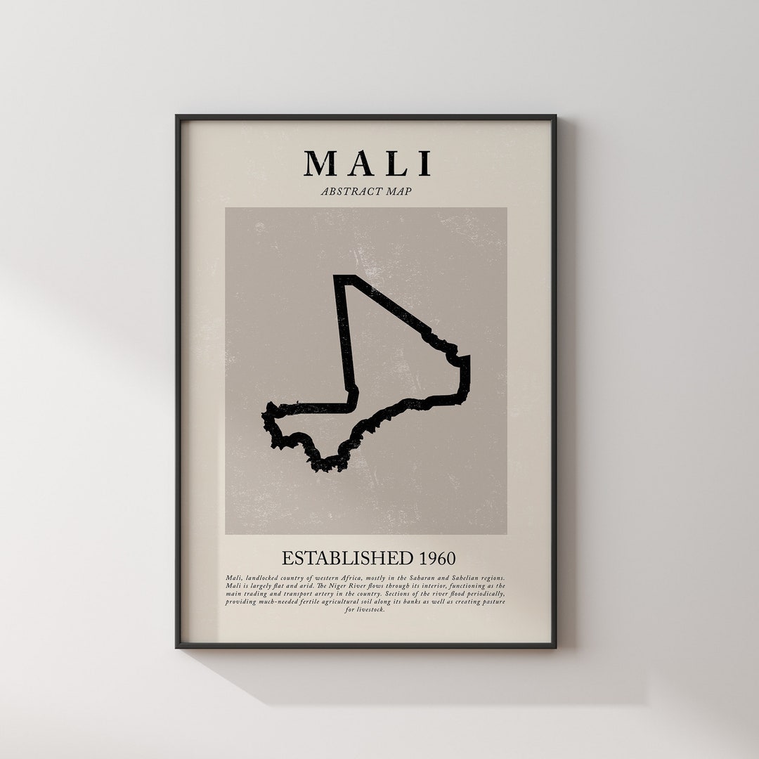 Mali Map Vintage Abstract Wall Art Print Picasso + Matisse Inspired ...