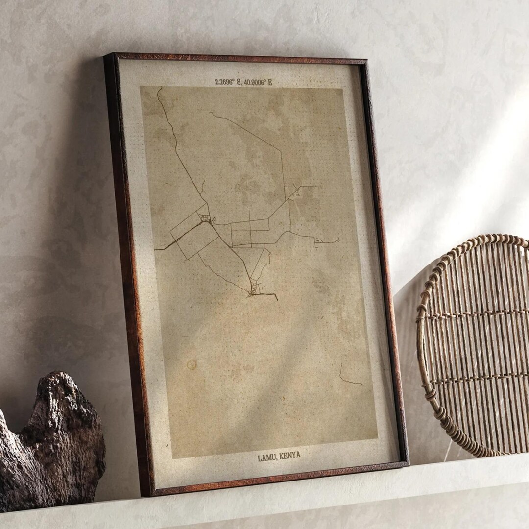 Lamu Map | Vintage Beige Detailed Map Print | Kenya | Travel Gift - Etsy