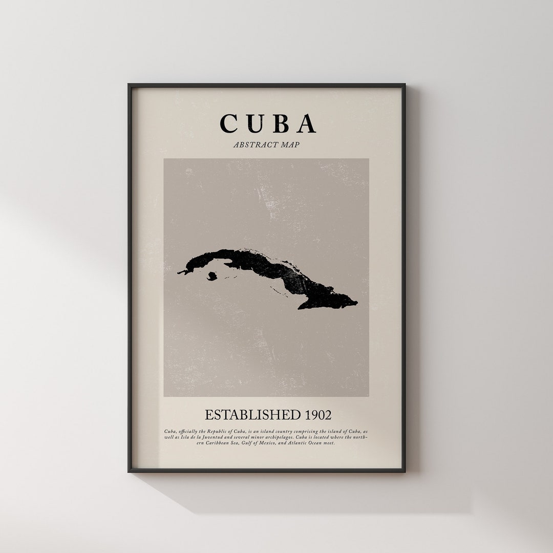 Cuba Map Vintage Abstract Wall Art Print Picasso + Matisse Inspired ...