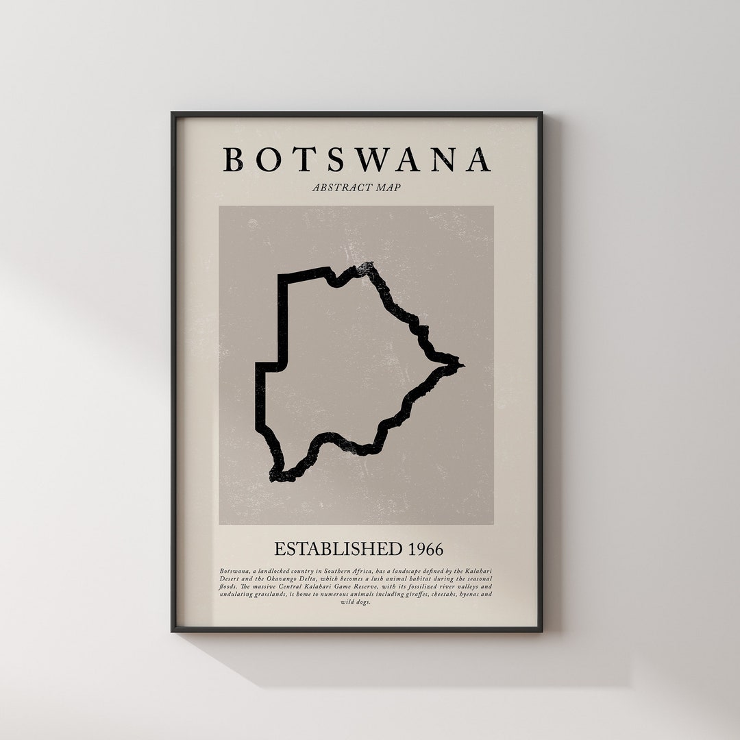 Botswana Map Vintage Abstract Wall Art Print Picasso + Matisse Inspired ...