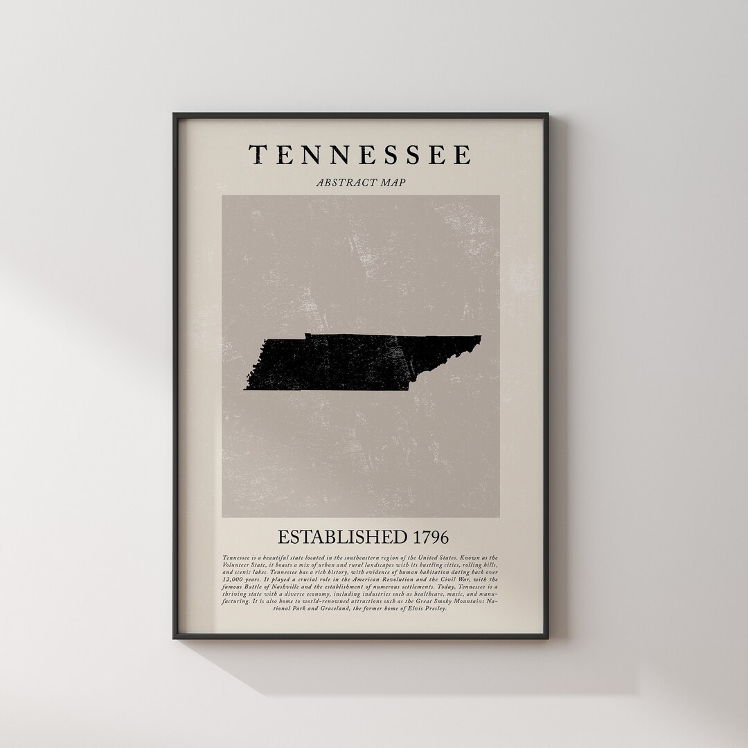 Abstract Tennessee Map Vintage Wall Art Print US State | United States ...