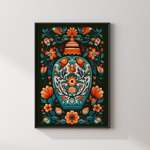 Green Mexican Wall Art | Talavera Pattern | Mexico Wall Art Print ...