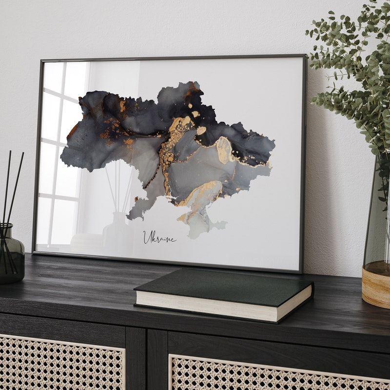 Ukraine Map Art Framed - Etsy UK