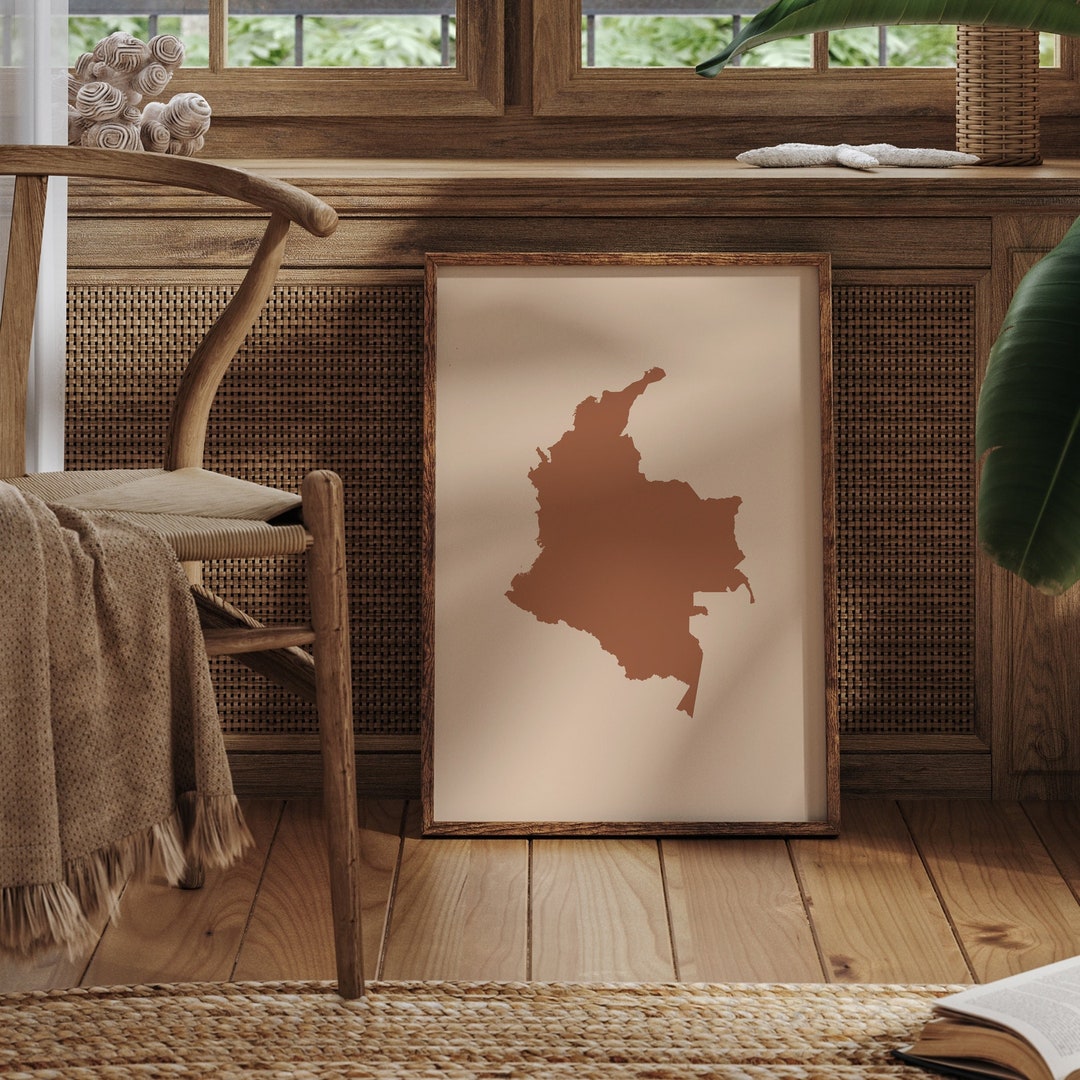 Colombia Map Boho Wall Art Print Mid Century Travel Poster - Etsy