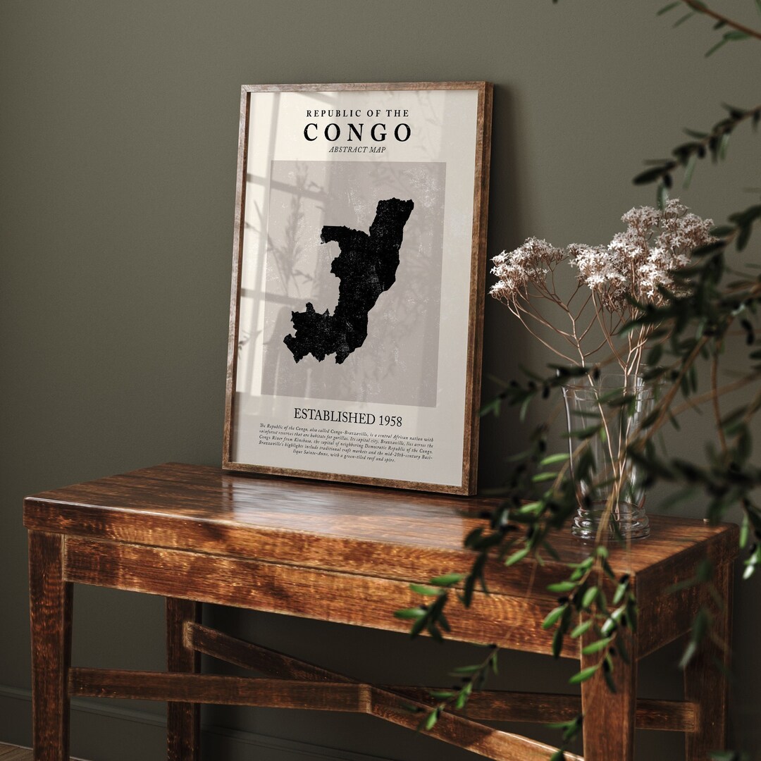 Republic of the Congo Map Vintage Abstract Wall Art Print Picasso ...