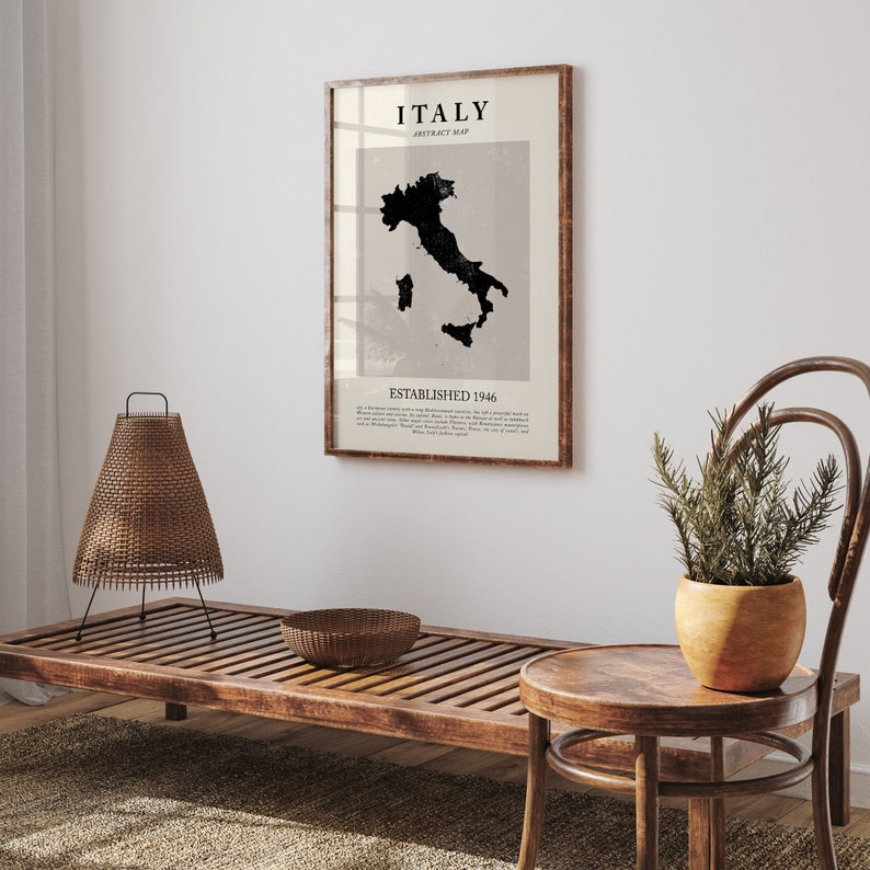 Italy Map Vintage Abstract Wall Art Print Picasso + Matisse Inspired ...