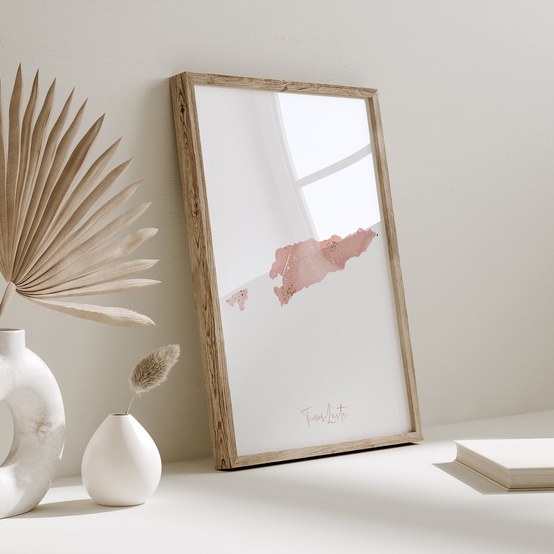 Timor-leste Map Pink and Gold Wall Art Print - Etsy