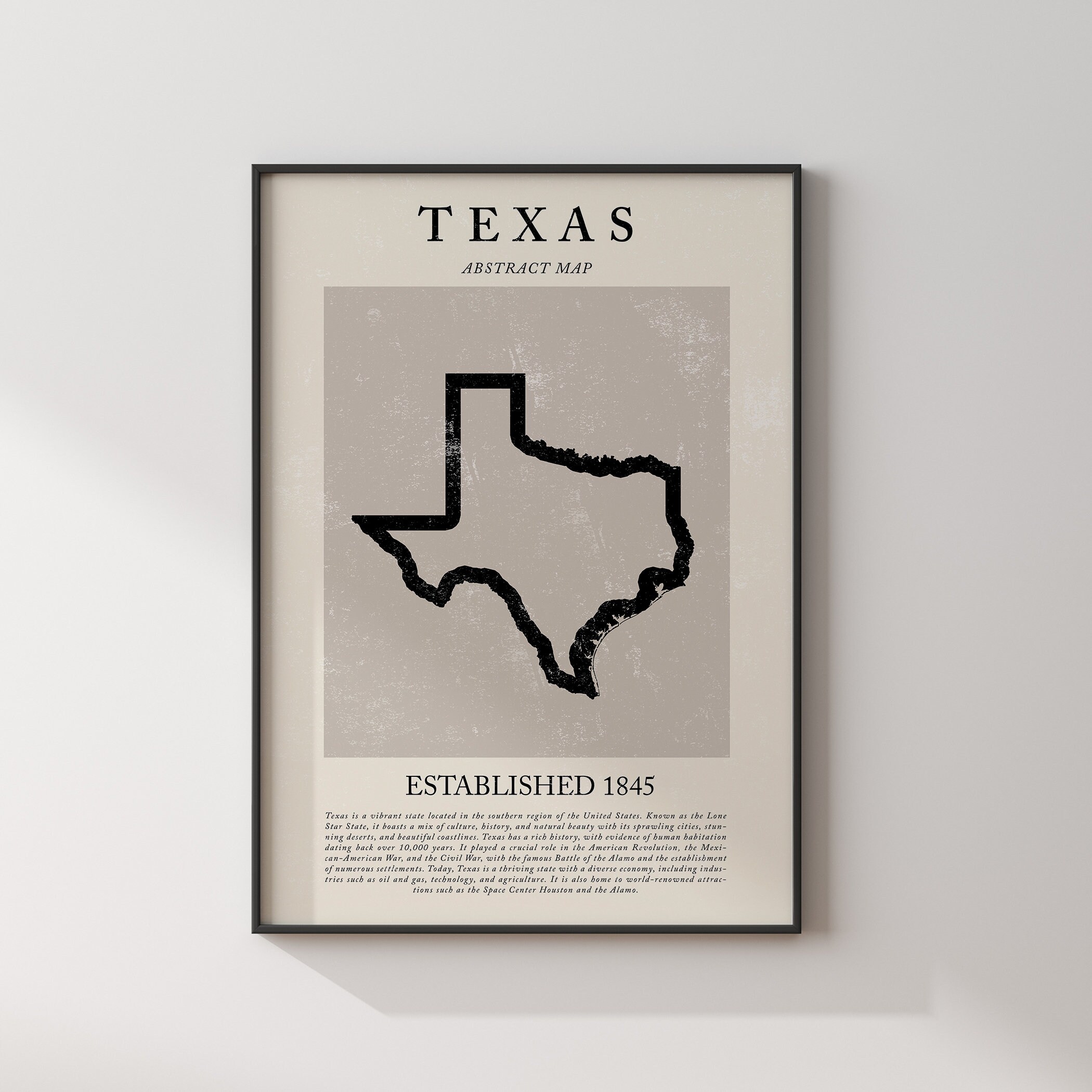 Abstract Texas Map Vintage Wall Art Print US State | United States of ...