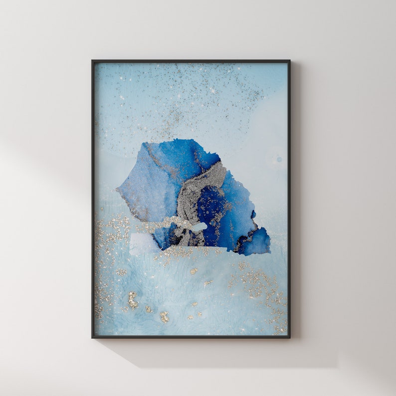 Senegal Map Shades of Blue & Silver Wall Art Print - Etsy