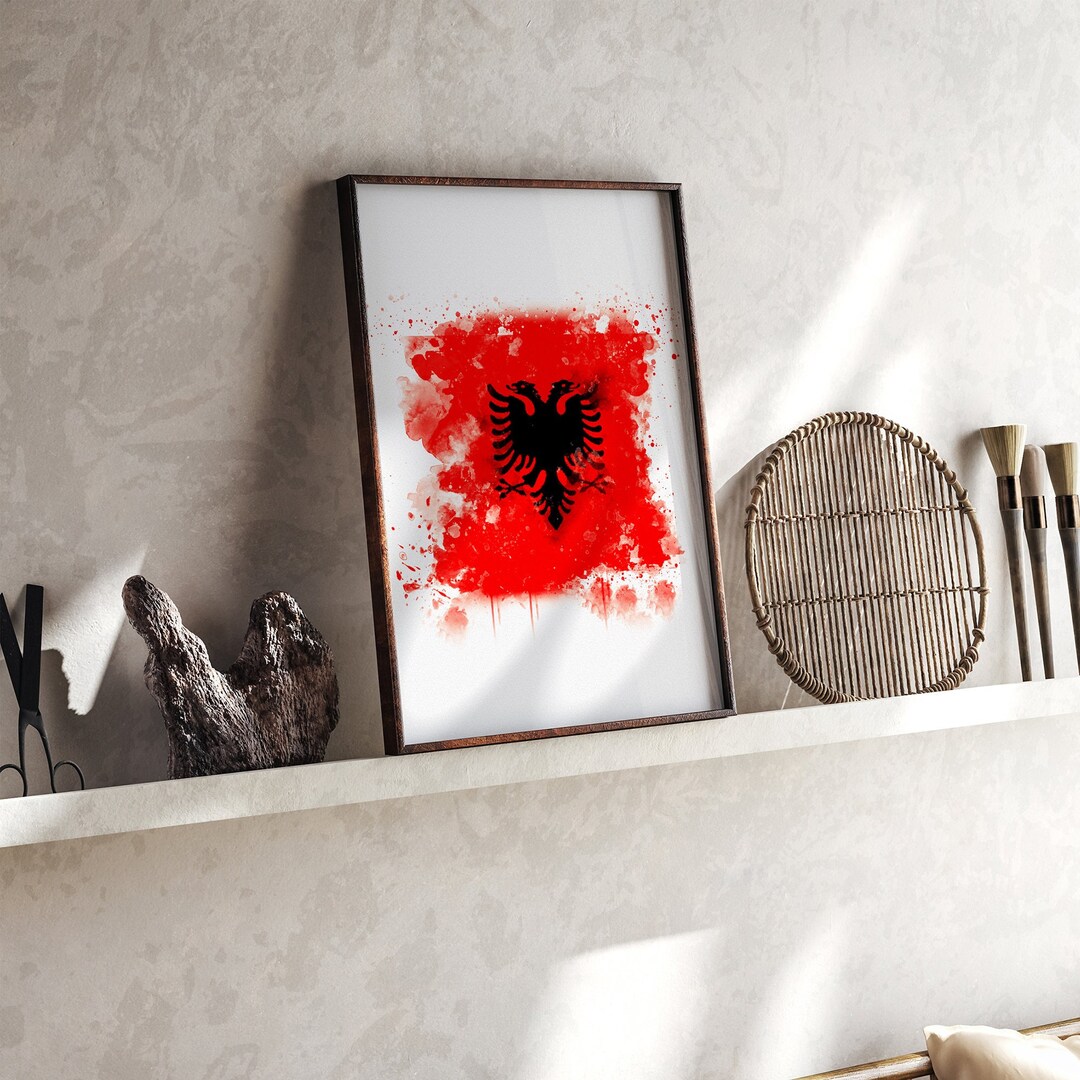 Albania Watercolor Flag Wall Art Print | Albanian Decor - Etsy