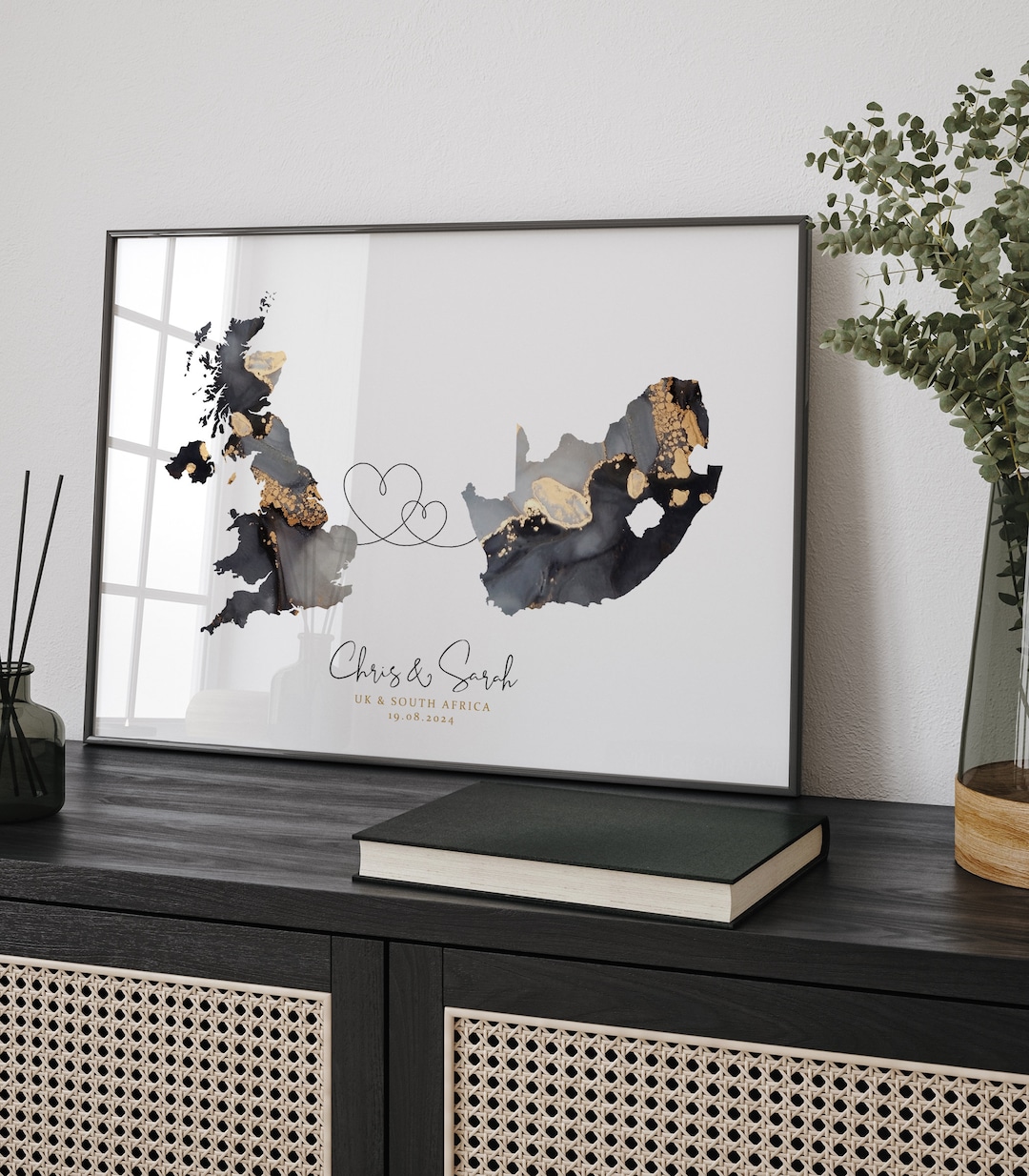 Personalised Map Print | Custom Any Two Countries or US States Map ...