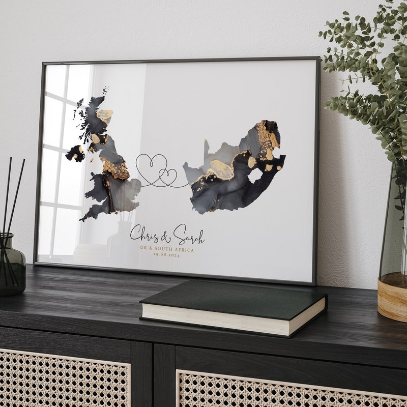 Two States Framed Map - Etsy