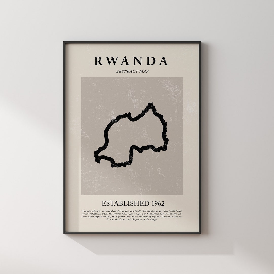 Abstract Rwanda Map Vintage Wall Art Print Picasso + Matisse Inspired ...