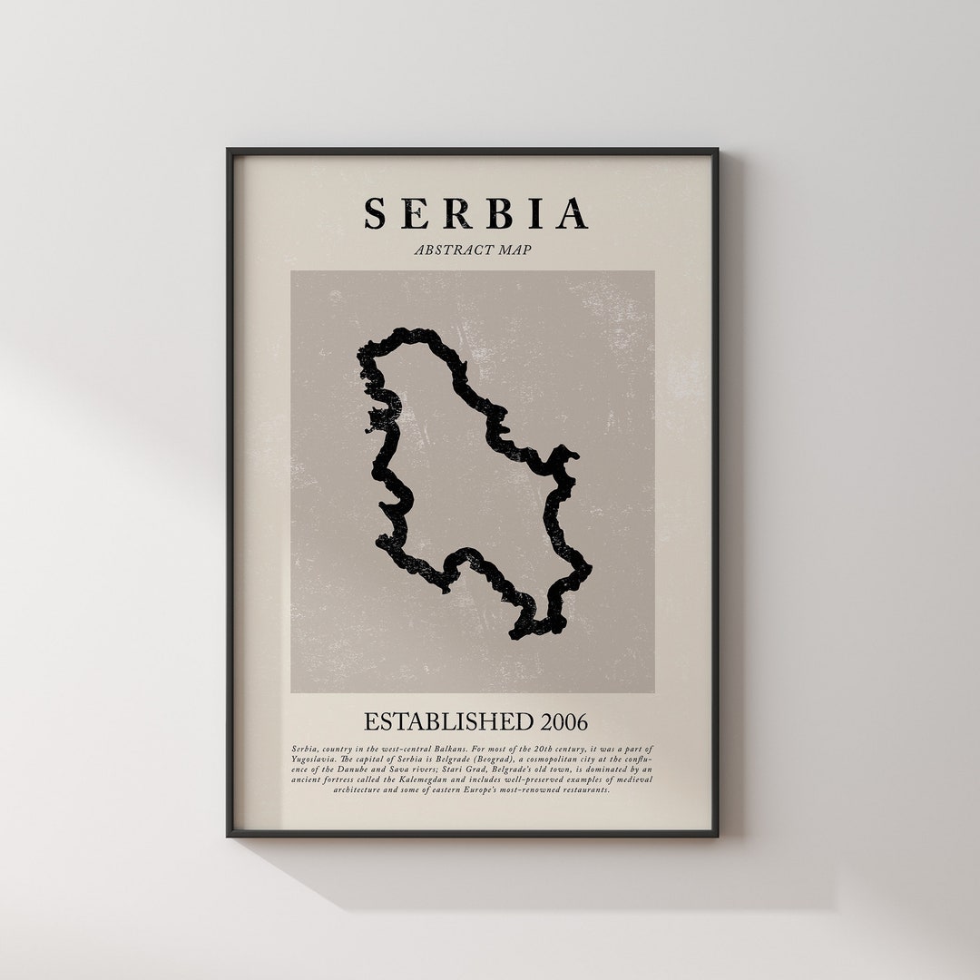 Abstract Serbia Map Vintage Wall Art Print Picasso + Matisse Inspired ...