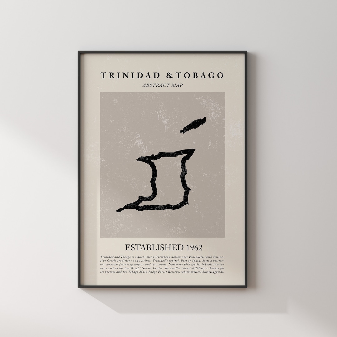 Abstract Trinidad & Tobago Map Vintage Wall Art Print Picasso + Matisse ...