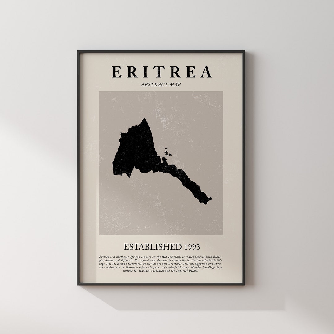 Eritrea Map Vintage Abstract Wall Art Print Picasso + Matisse Inspired ...