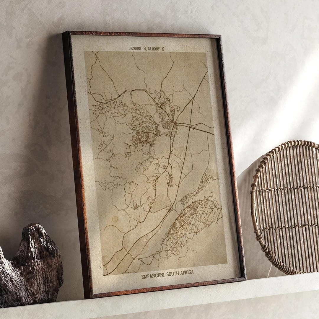 Empangeni, Kwazulu-natal Map | Vintage Beige Detailed Map Print | South ...