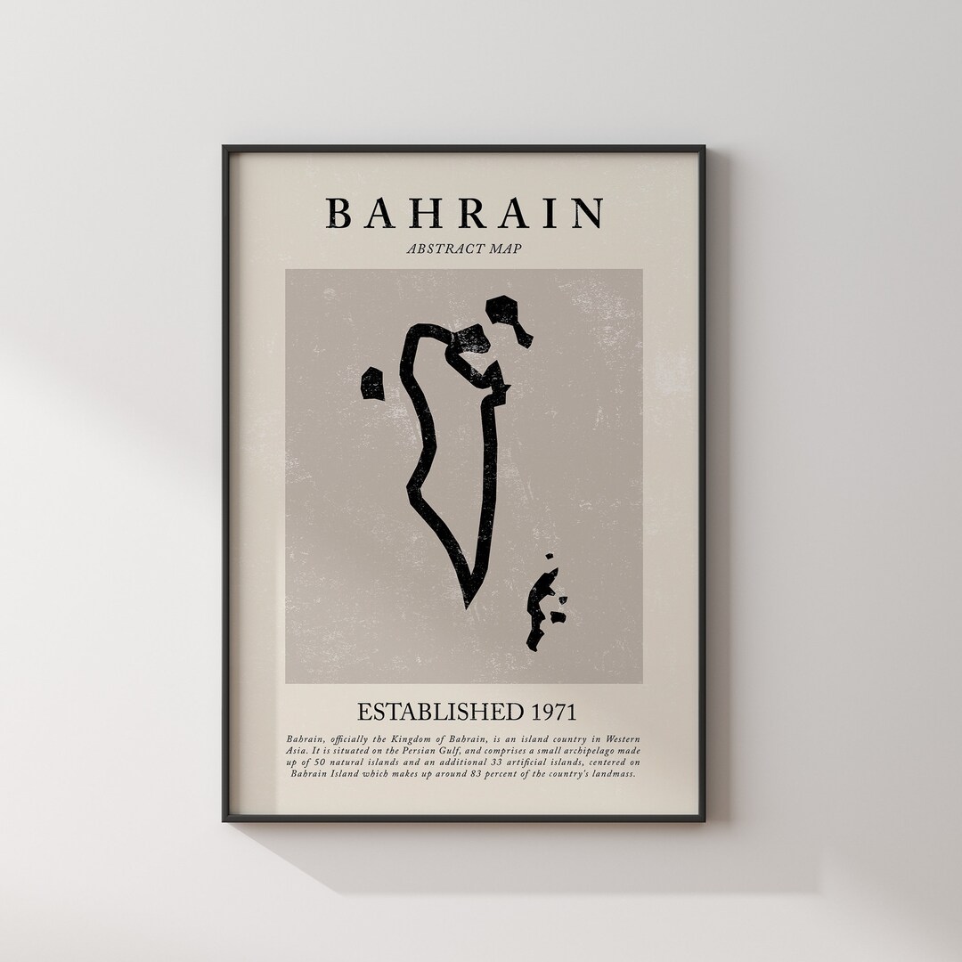 Bahrain Map Vintage Abstract Wall Art Print Picasso + Matisse Inspired ...