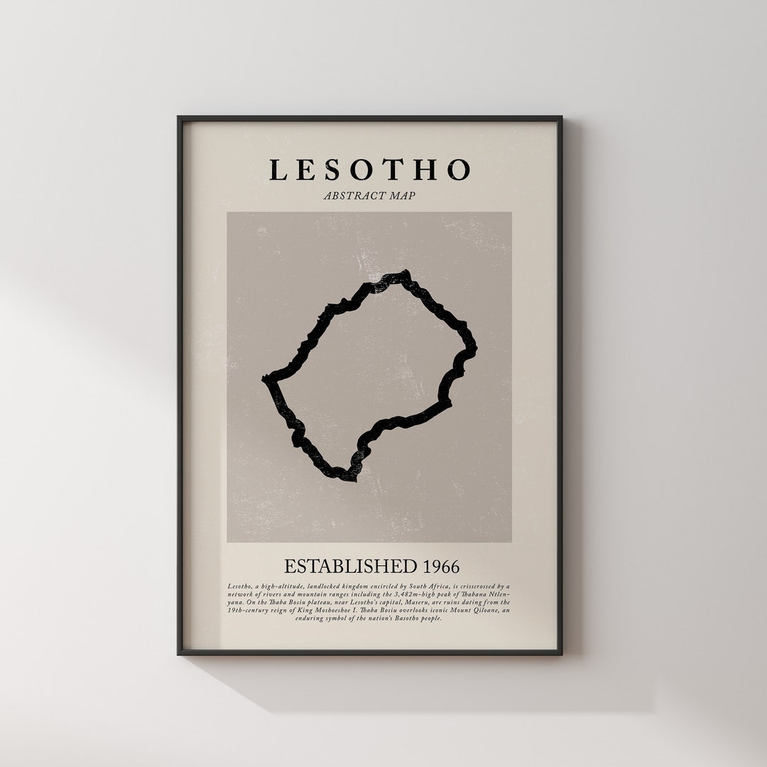 Lesotho Map Vintage Abstract Wall Art Print Picasso + Matisse Inspired ...