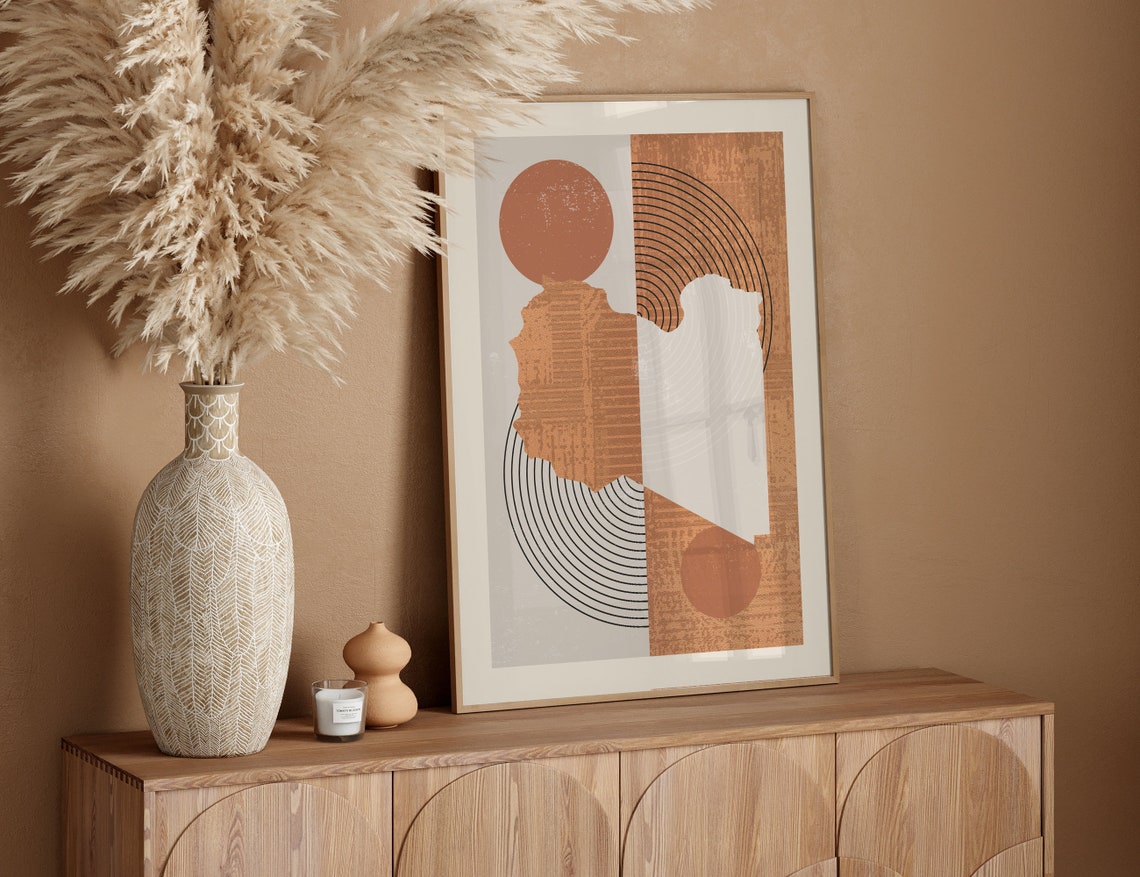 Libya Map Wall Art Print | Boho Mid Century - Etsy