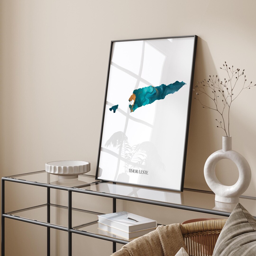 Timor-leste Map Turquoise & Gold Wall Art Print - Etsy