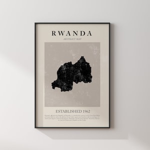 Abstract Rwanda Map Vintage Wall Art Print Picasso + Matisse Inspired ...