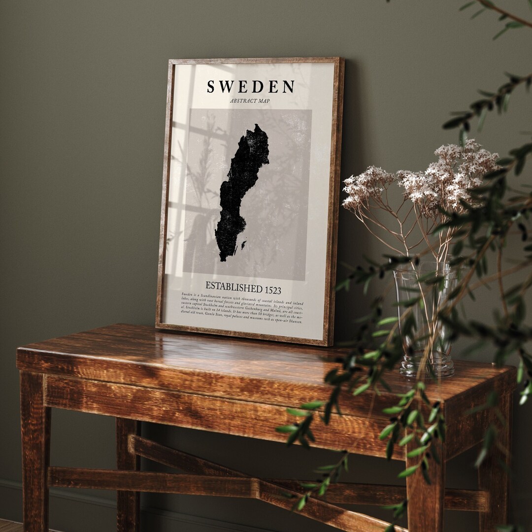 Abstract Sweden Map Vintage Wall Art Print Picasso + Matisse Inspired ...