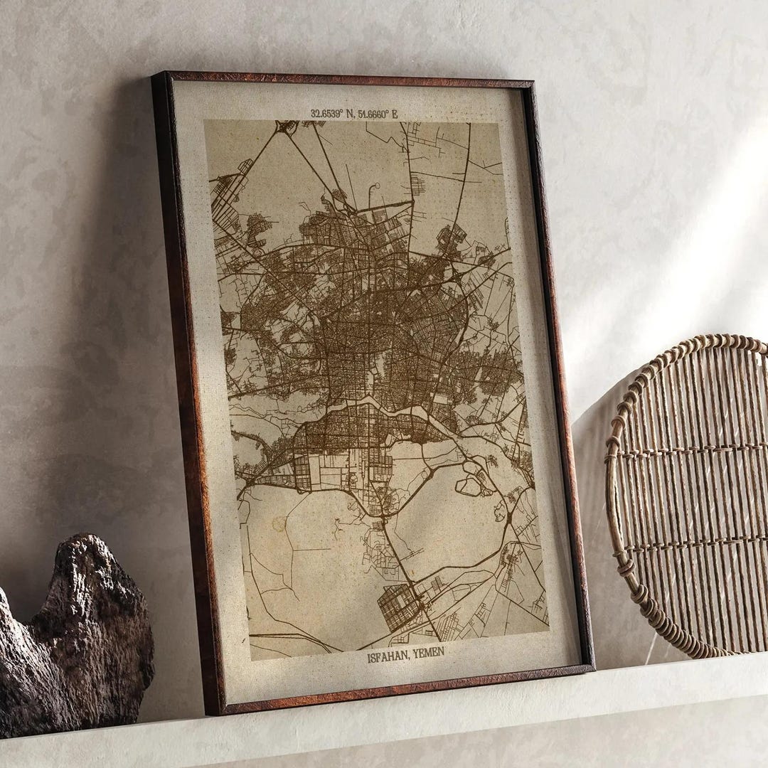Isfahan, Isfahan Map | Vintage Beige Detailed Map Print | Iran | Travel ...