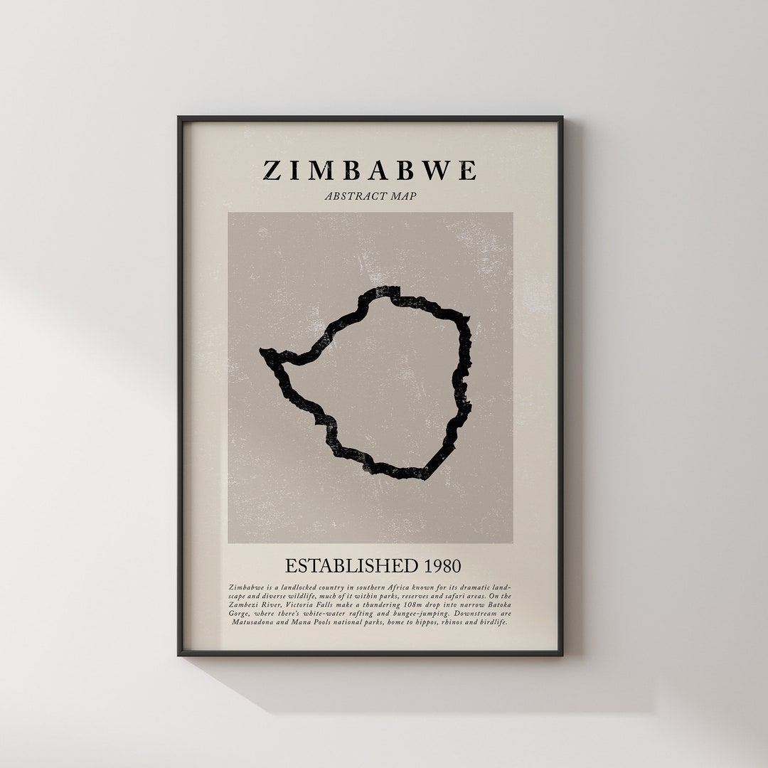 Abstract Zimbabwe Map Vintage Wall Art Print Picasso + Matisse Inspired ...