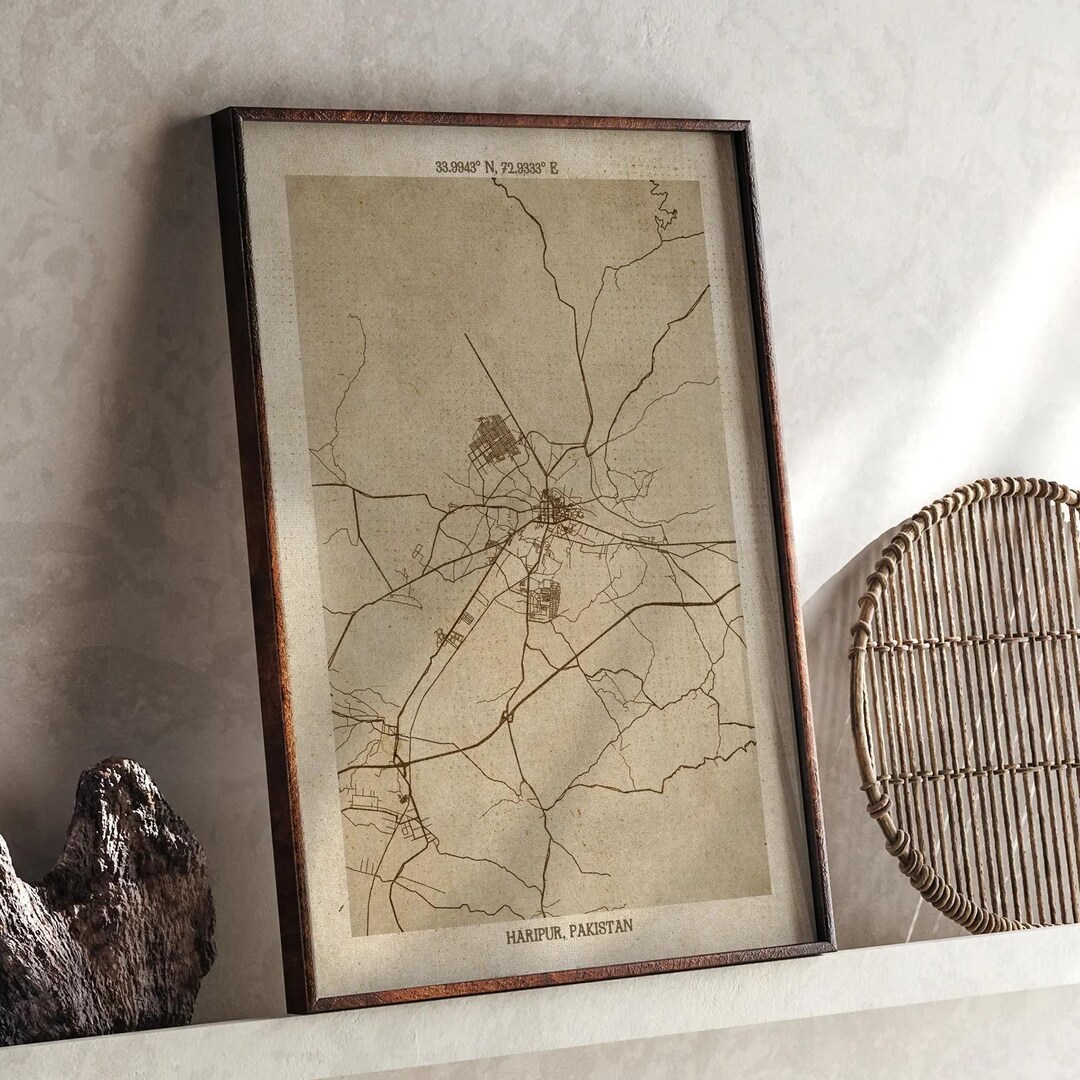 Haripur, Khyber Pakhtunkhwa Map | Vintage Beige Detailed Map Print ...