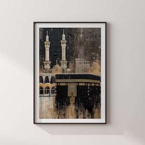 Kaaba Abstract Painting Islamic Wall Art Print | Masjid Al Haram Grand ...