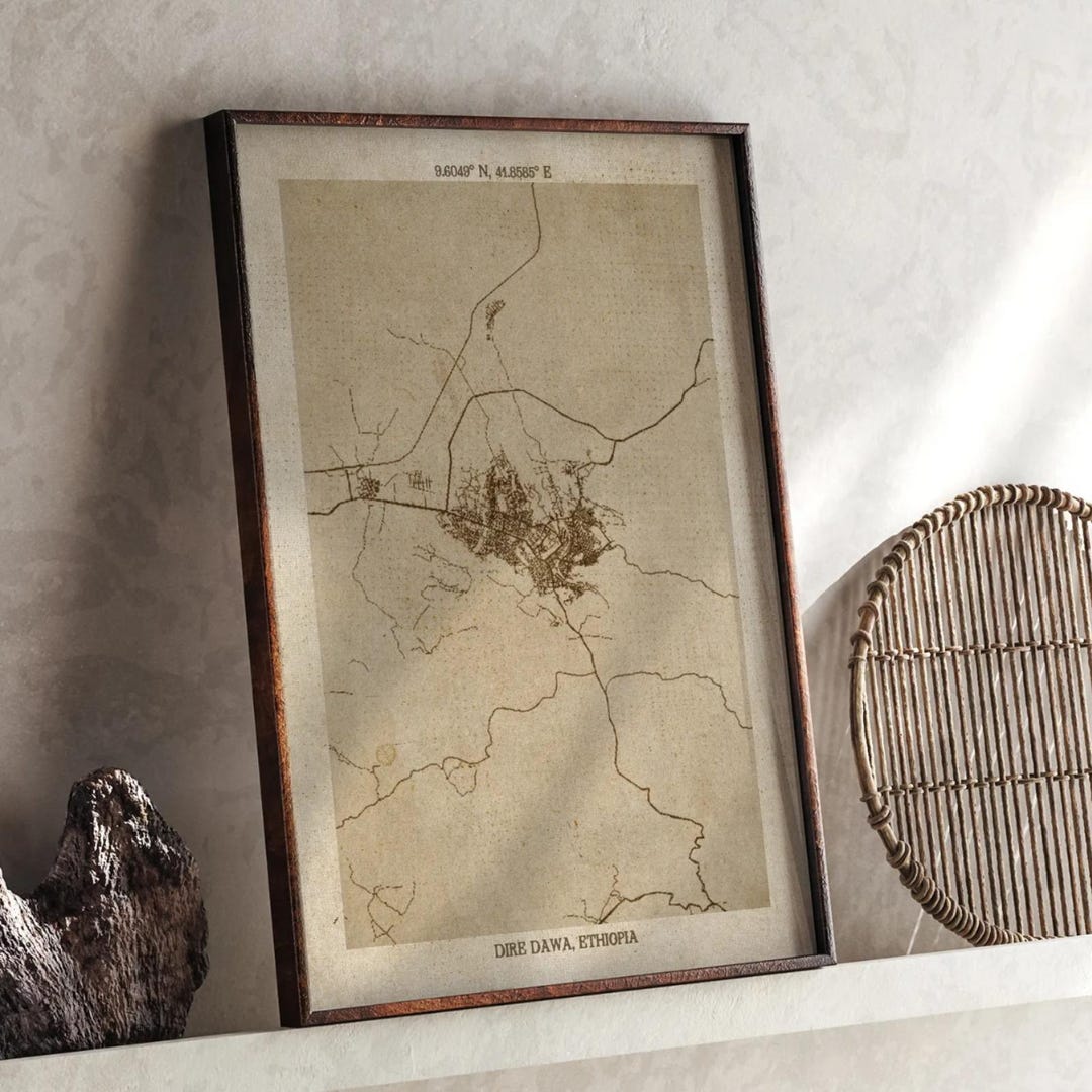 Dire Dawa, Dire Dawa Map | Vintage Beige Detailed Map Print | Ethiopia ...