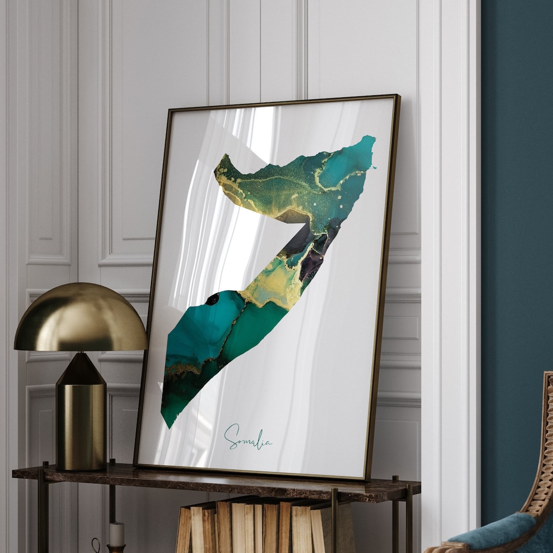 Somalia Map Emerald Green and Gold Wall Art Print - Etsy