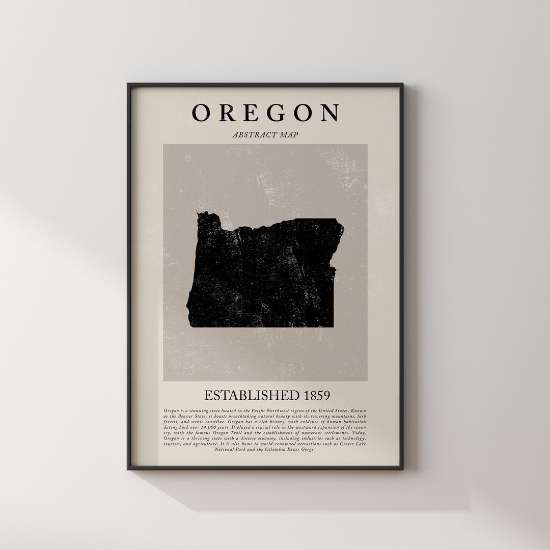 Abstract Oregon Map Vintage Wall Art Print US State | United States of ...