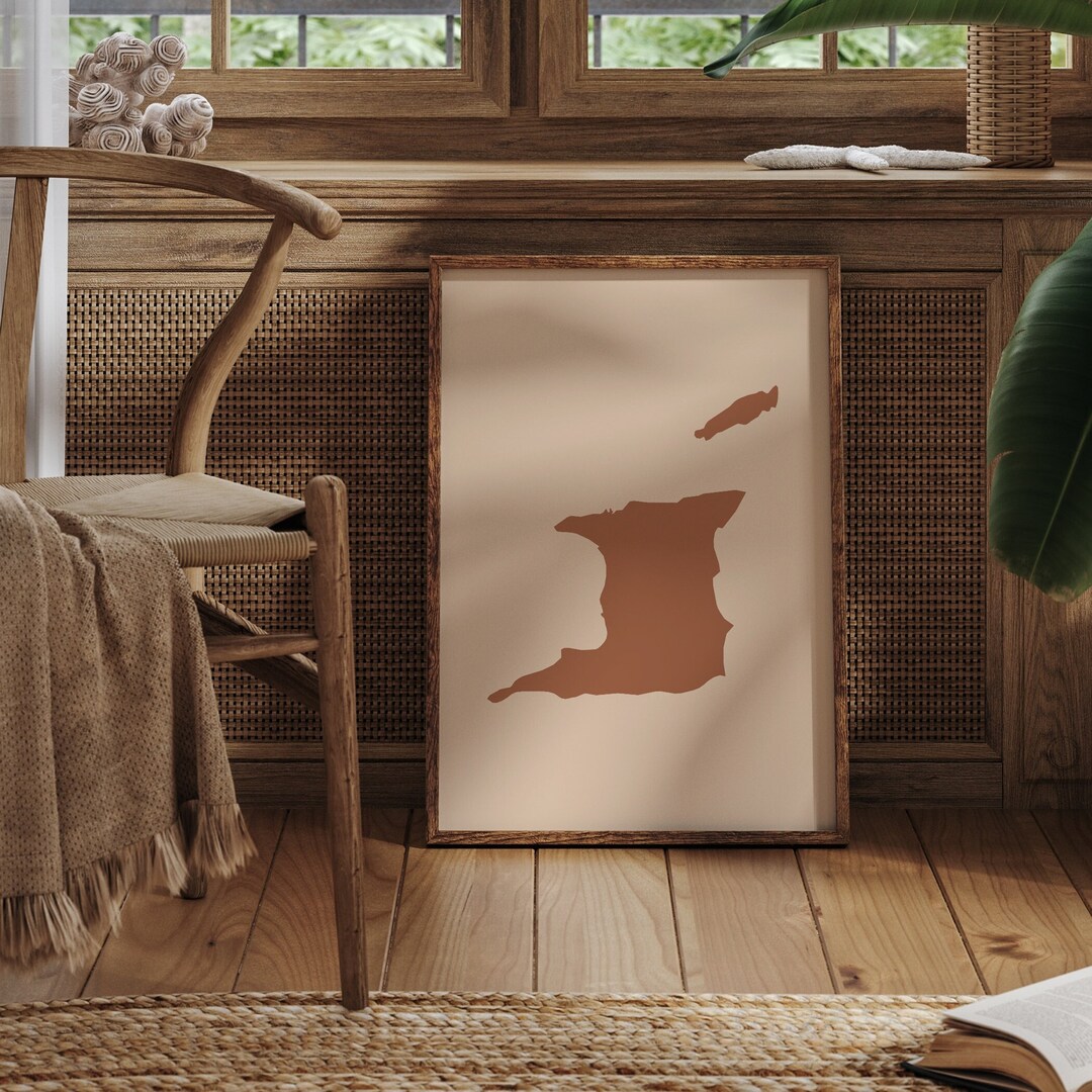 Trinidad and Tobago Map Boho Wall Art Print Mid Century Travel Poster ...